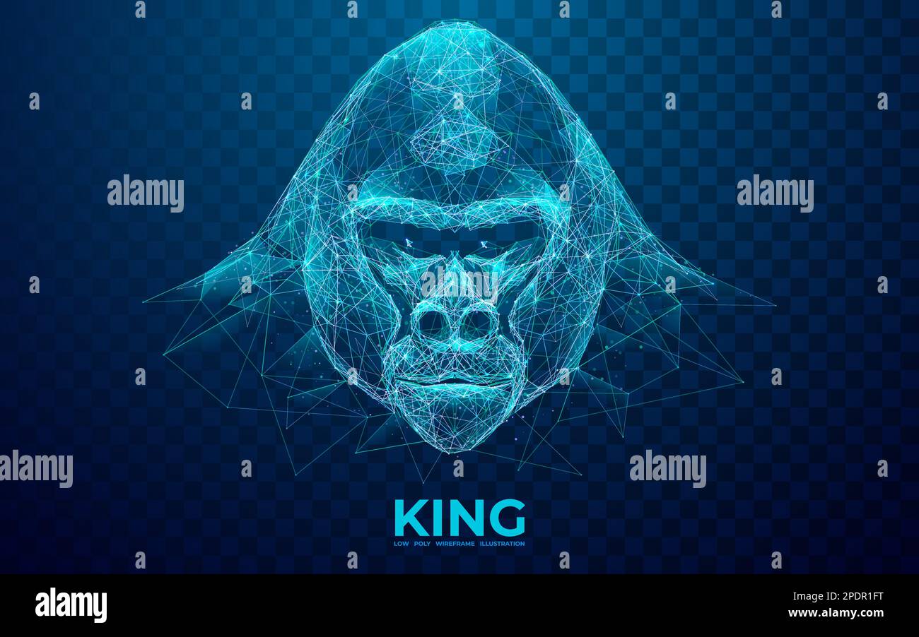 Abstract digital gorilla. Low poly wireframe vector illustration Stock ...