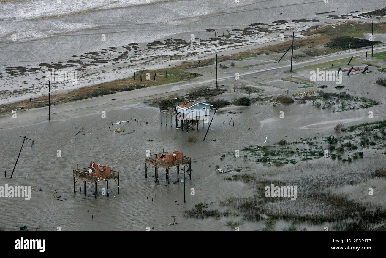 This aerial photo taken from a U.S. Coast Guard helicopter shows ...
