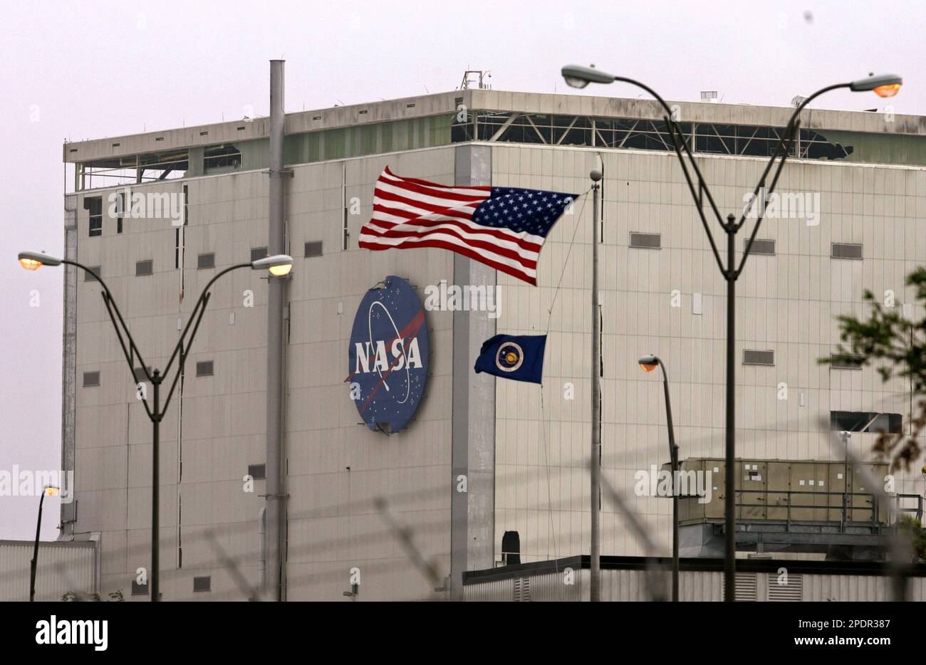 The exterior of the NASA facility in New Orleans East is damaged by the ...