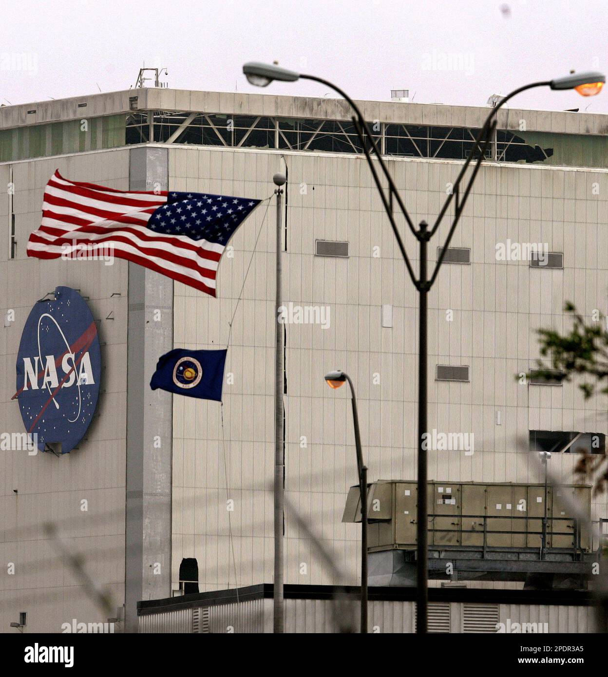 The exterior of the NASA facility in New Orleans East is damaged by the ...