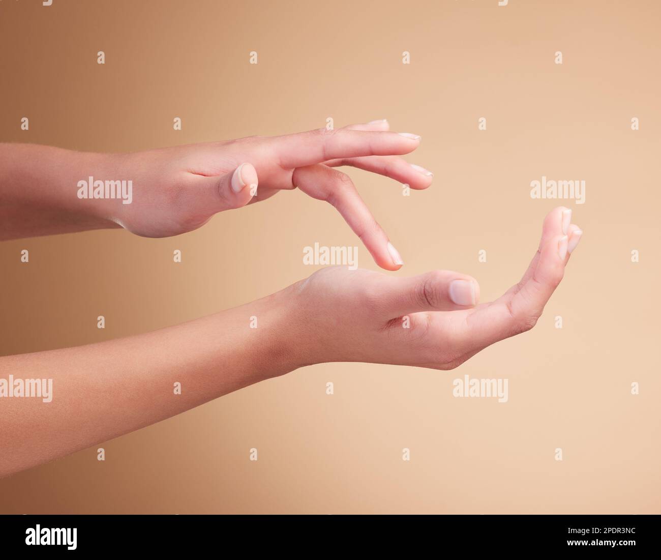 Hands, manicure and palm beauty of female model with cosmetic care ...