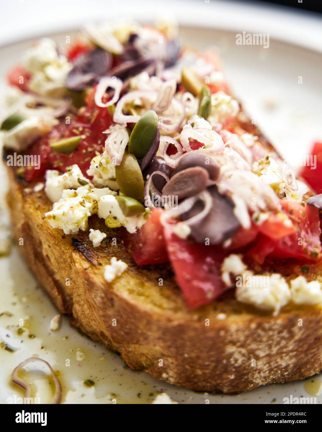 Dakos salad traditional Greek salad with soaked and crunchy barley ...