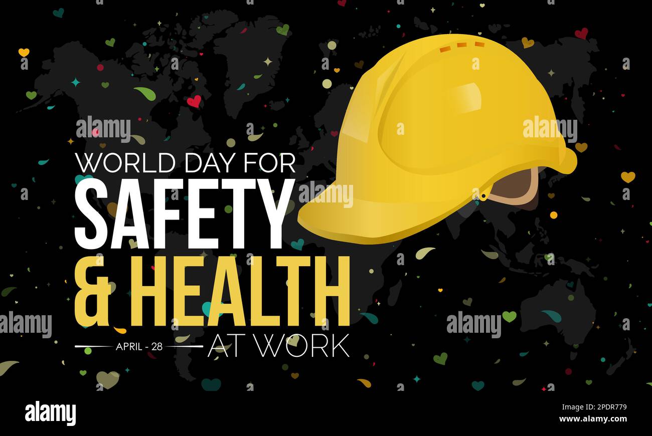 world day for safety and health at work. Construction helmet for safe ...