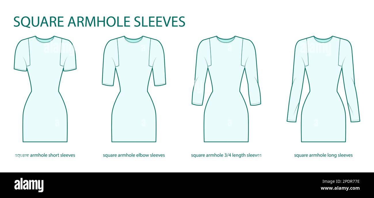 Set of Square armhole sleeves clothes - long, short, 3-4, elow length ...