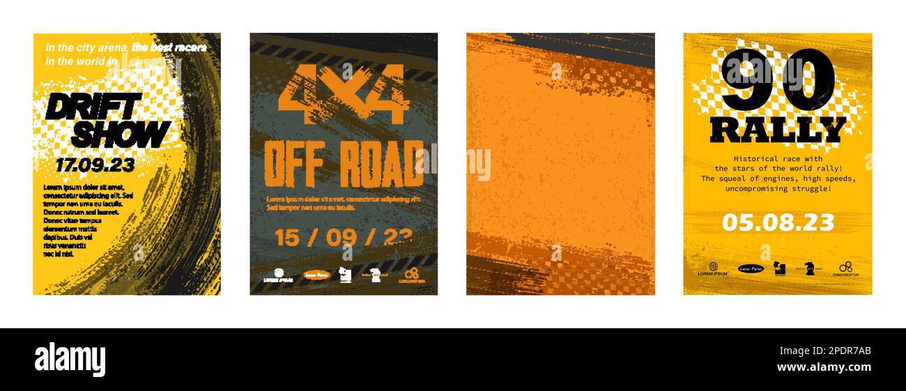 Motorsport posters template in grunge style. Tire tracks Stock Vector ...