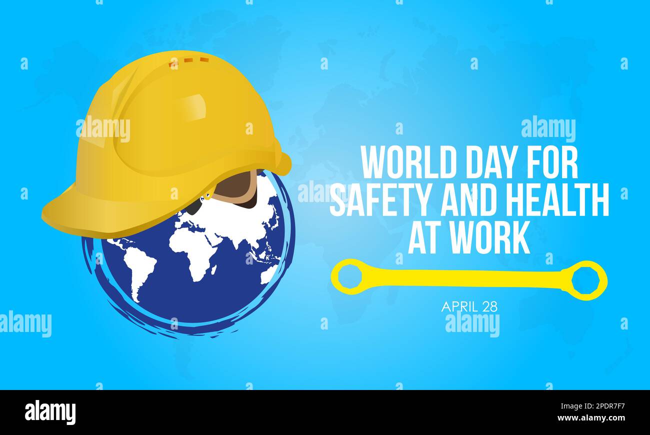 world day for safety and health at work. Planet Earth, wrench and ...