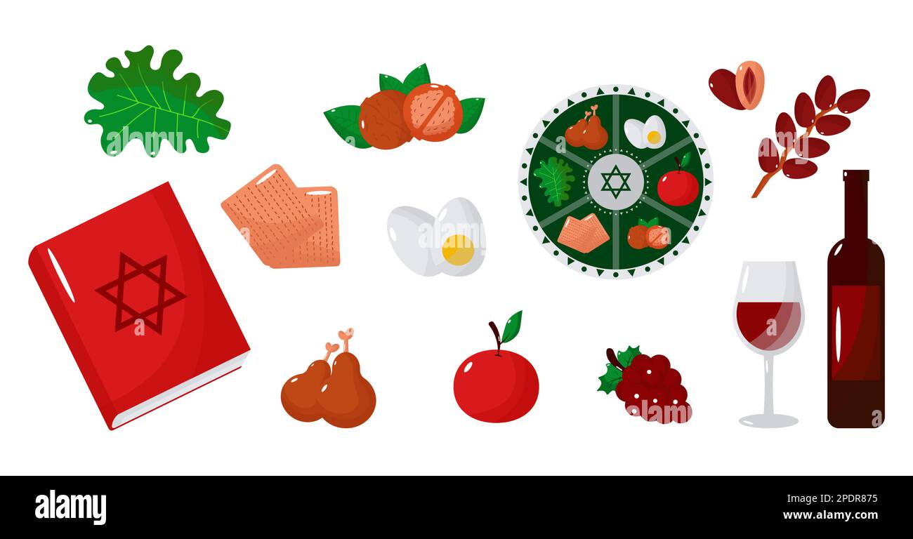 Jewish holiday Passover set, Pesach collection, traditional icons and ...