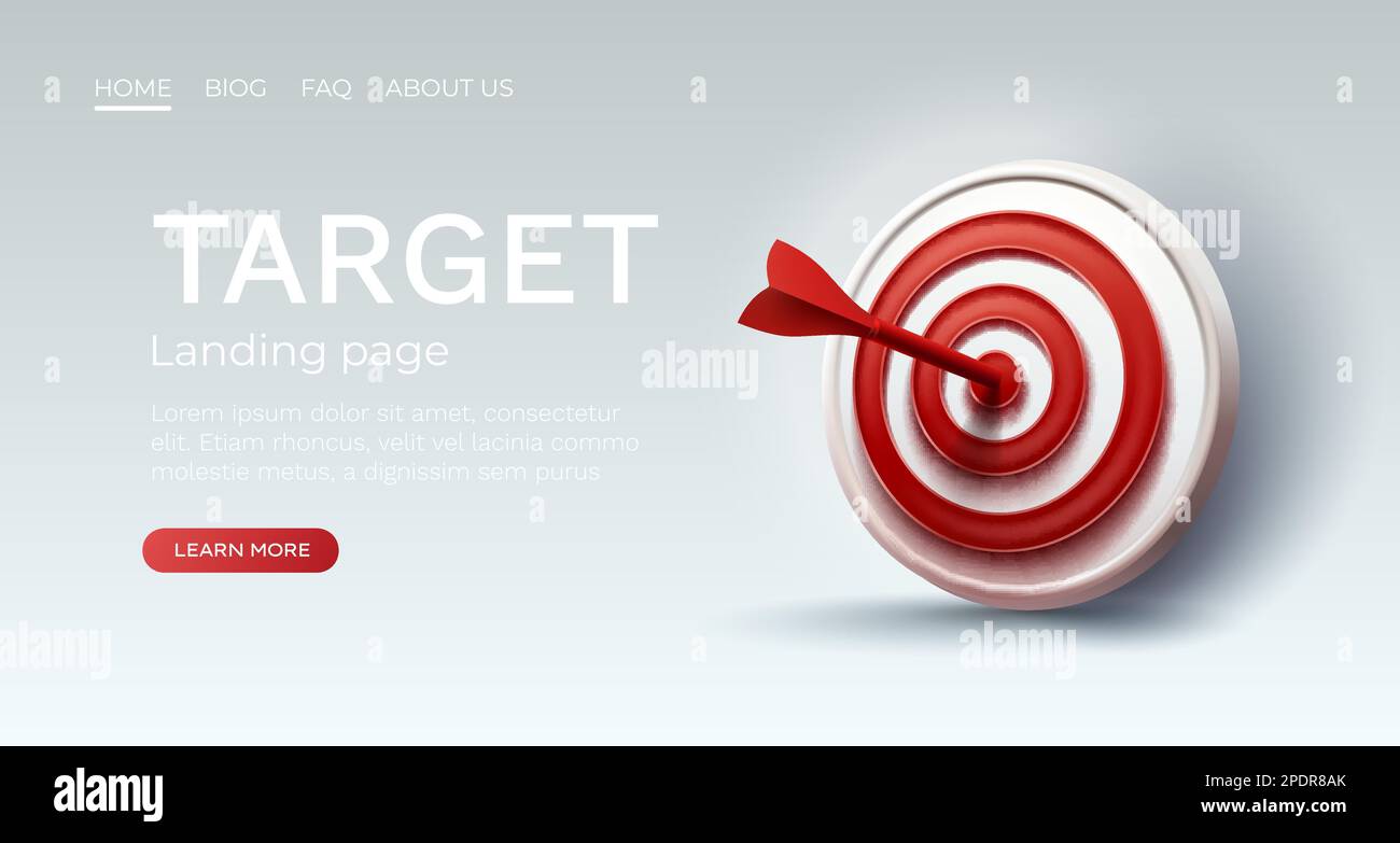 Target landing page, banner business 3d icon. Vector illustration Stock ...