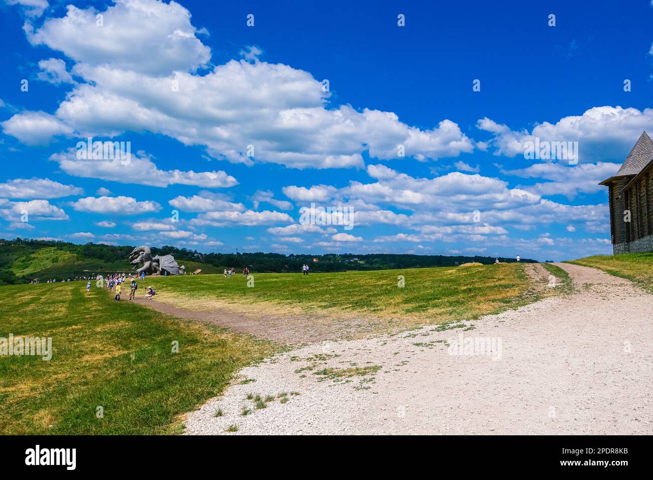 Monument of Russian fairytale three-headed dragon Zmey Gorynych Stock ...