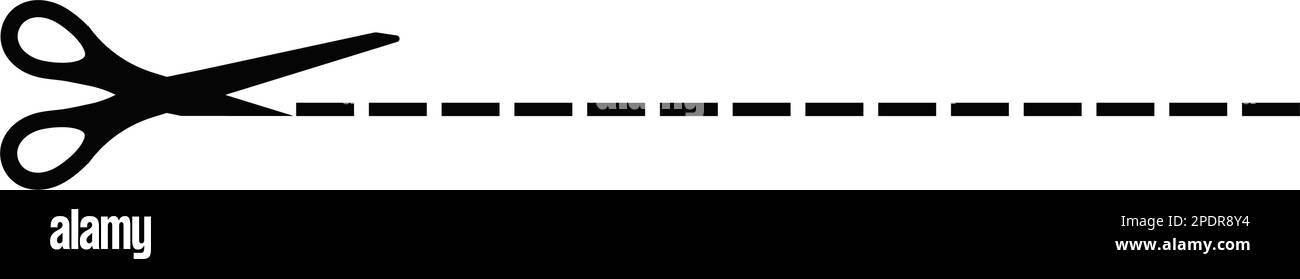 Scissors icon cut dotted line mark vector silhouette Stock Vector Image ...