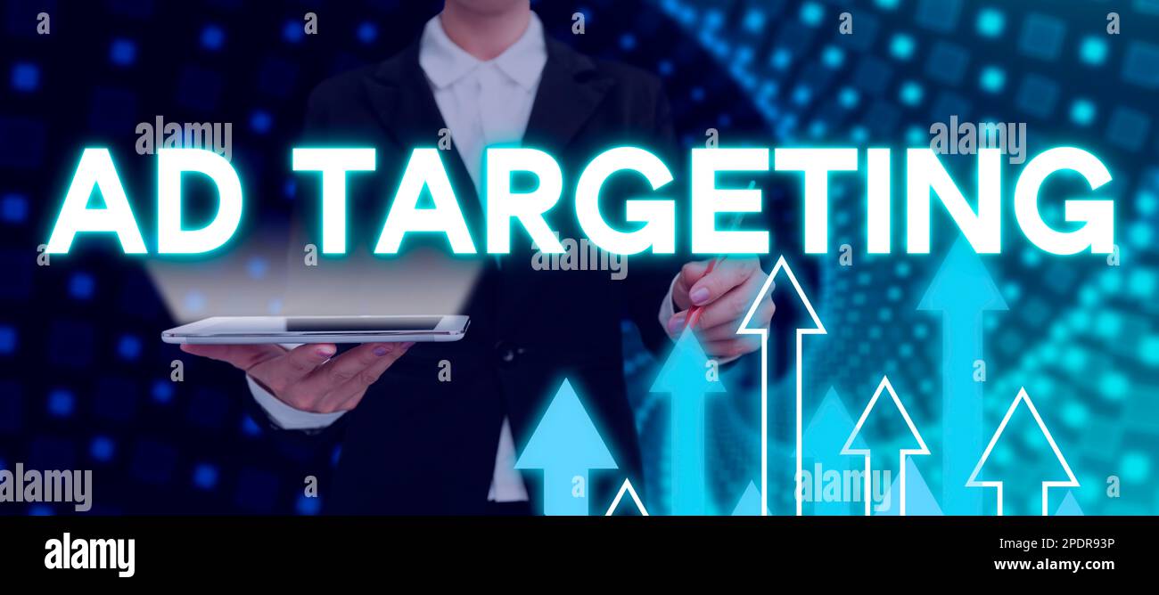 Text caption presenting Ad Targeting. Business idea target the most ...