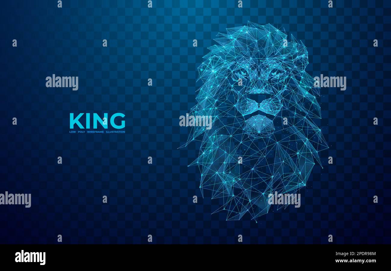 Abstract digital lion in polygons, lines and connected dots Stock ...