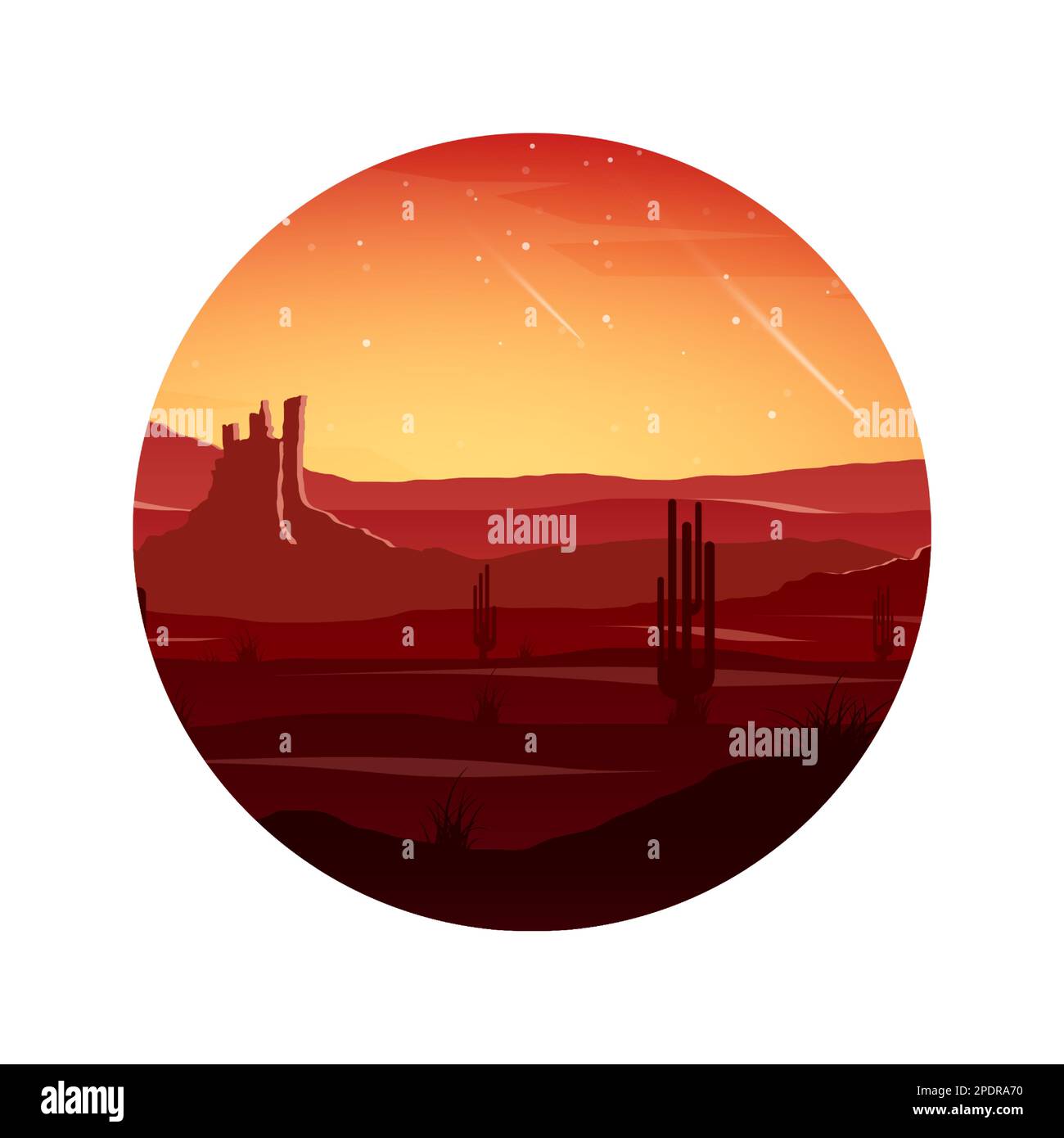 Colorful desert landscape with mountains, hills, sand dunes and ...