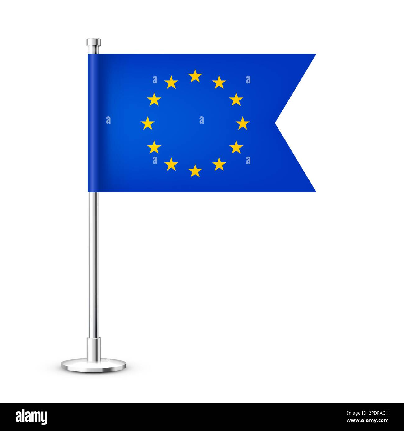 Realistic European table flag on a chrome steel pole. Souvenir from ...
