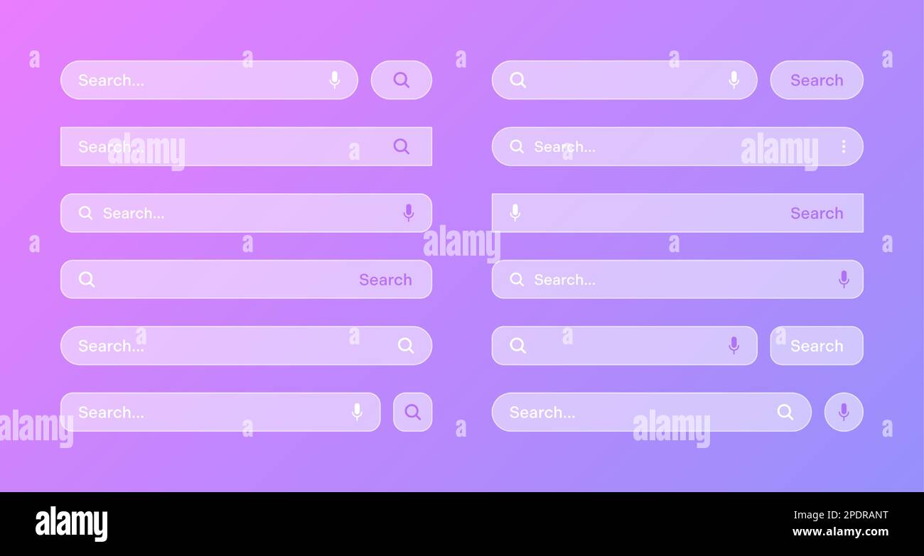 Various transparent search bar templates. Internet browser engine with ...