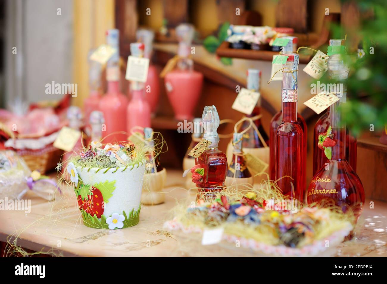 NEMI, ITALY - MAY 2011: Various food, goods and small typical souvenirs ...