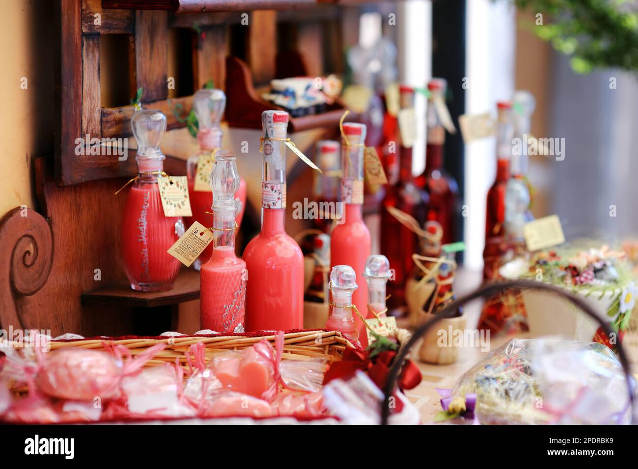 NEMI, ITALY - MAY 2011: Various food, goods and small typical souvenirs ...