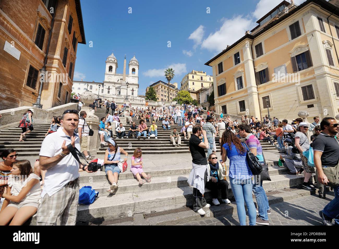 ROME - MAY 2011: Crowd sitting on the Spanish Steps, the longest and ...