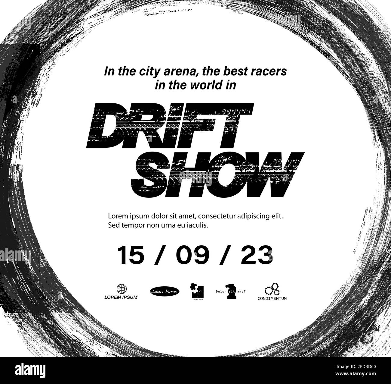 Auto show poster mockup. Drift show black and white template poster ...