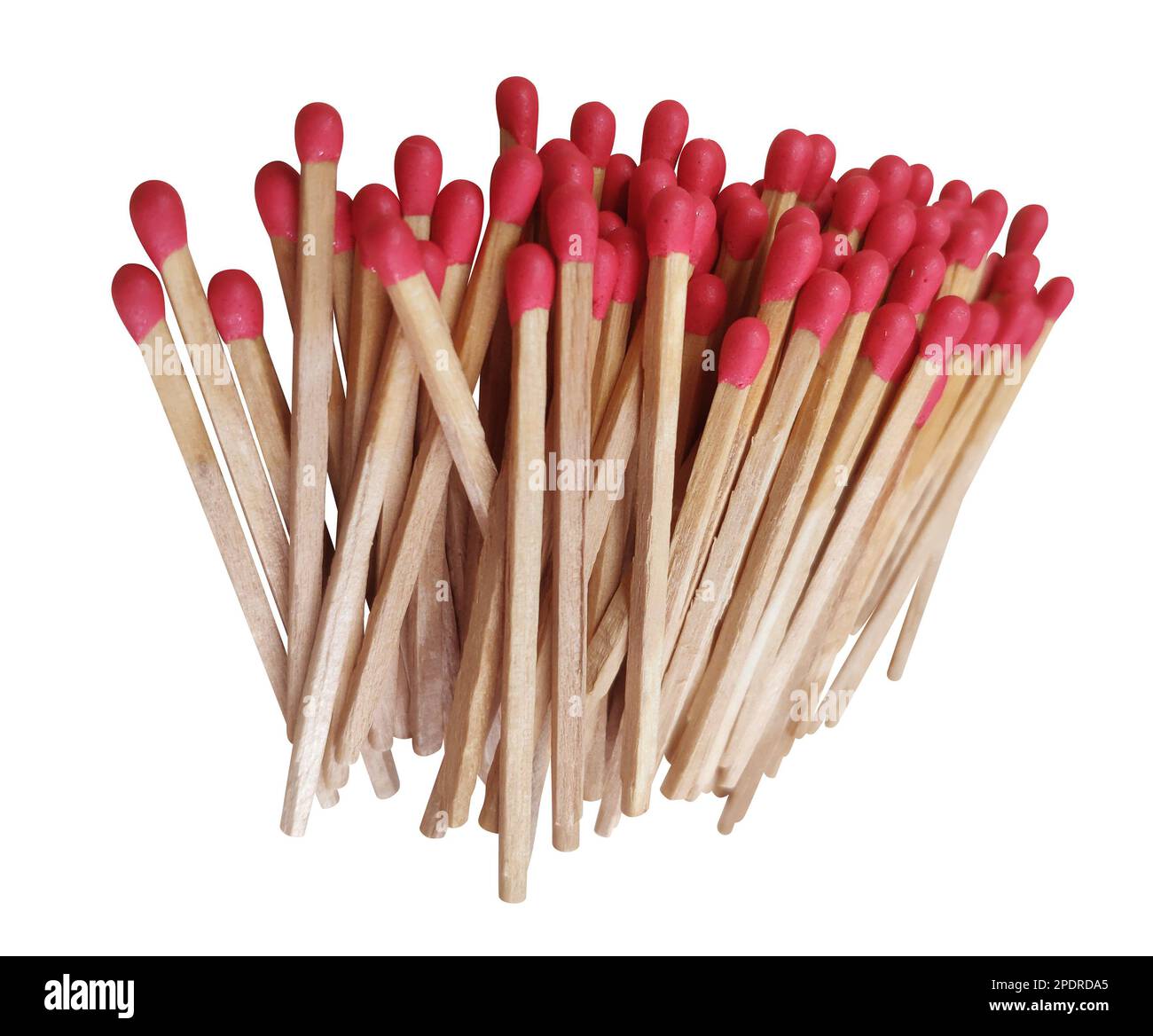Pile of wooden matches with red heads isolated on white, Clipping Path ...