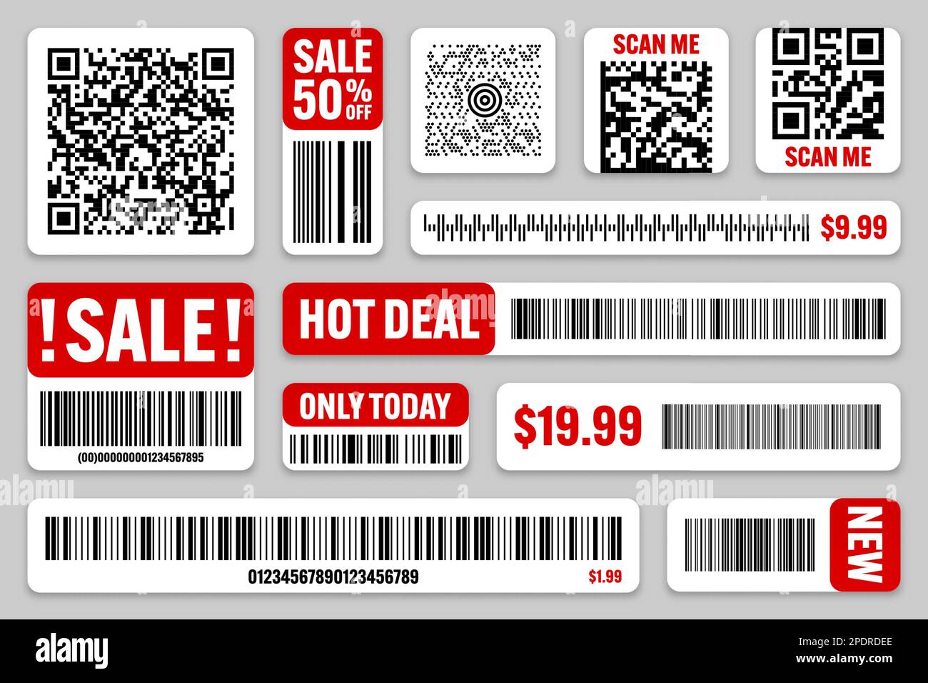 Set of product barcodes and QR codes. Special offer, sale stickers ...