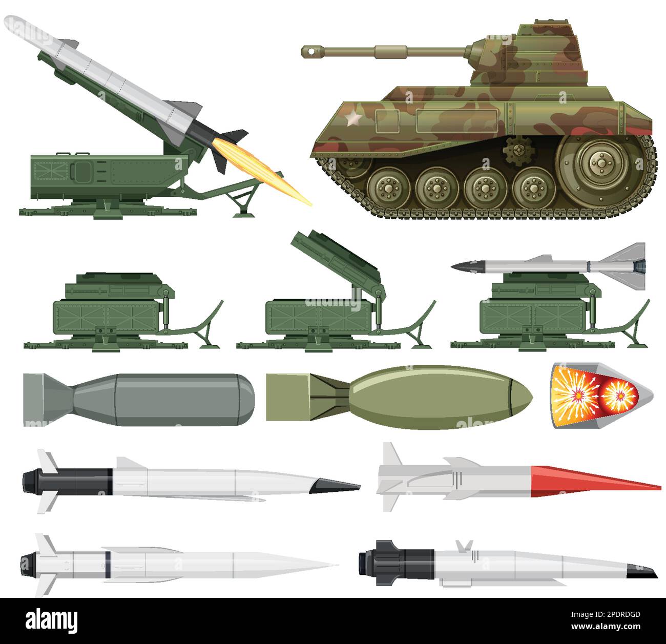 Military vehicles and weapons collection illustration Stock Vector ...
