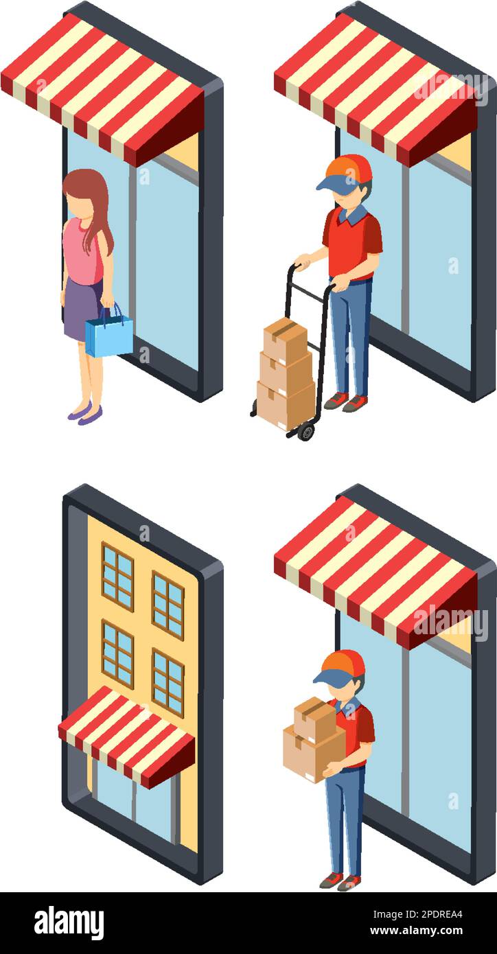 Isometric people illustration Cut Out Stock Images & Pictures - Alamy