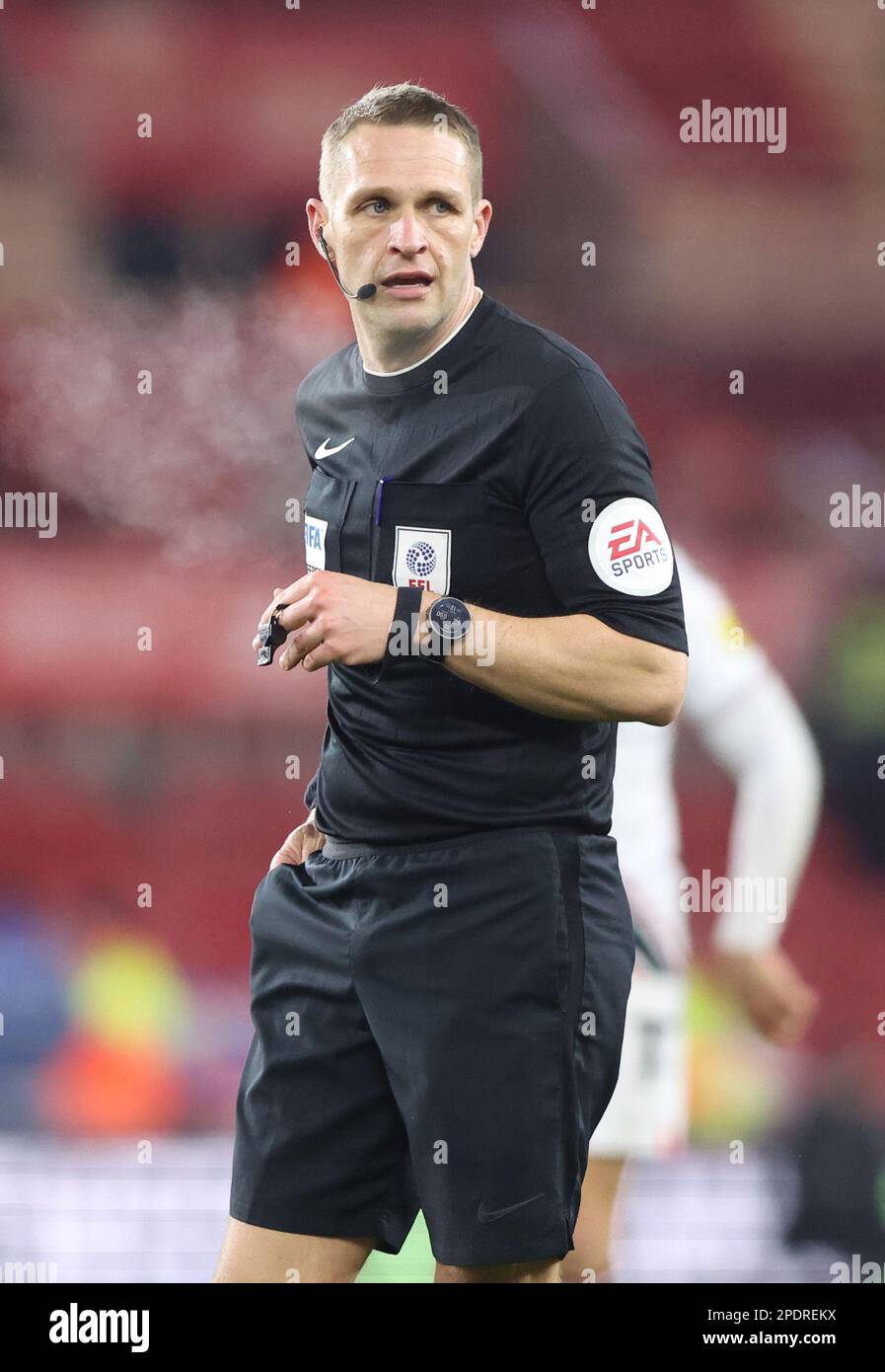 Middlesbrough, UK. 14th Mar, 2023. Referee Craig Pawson during the Sky ...