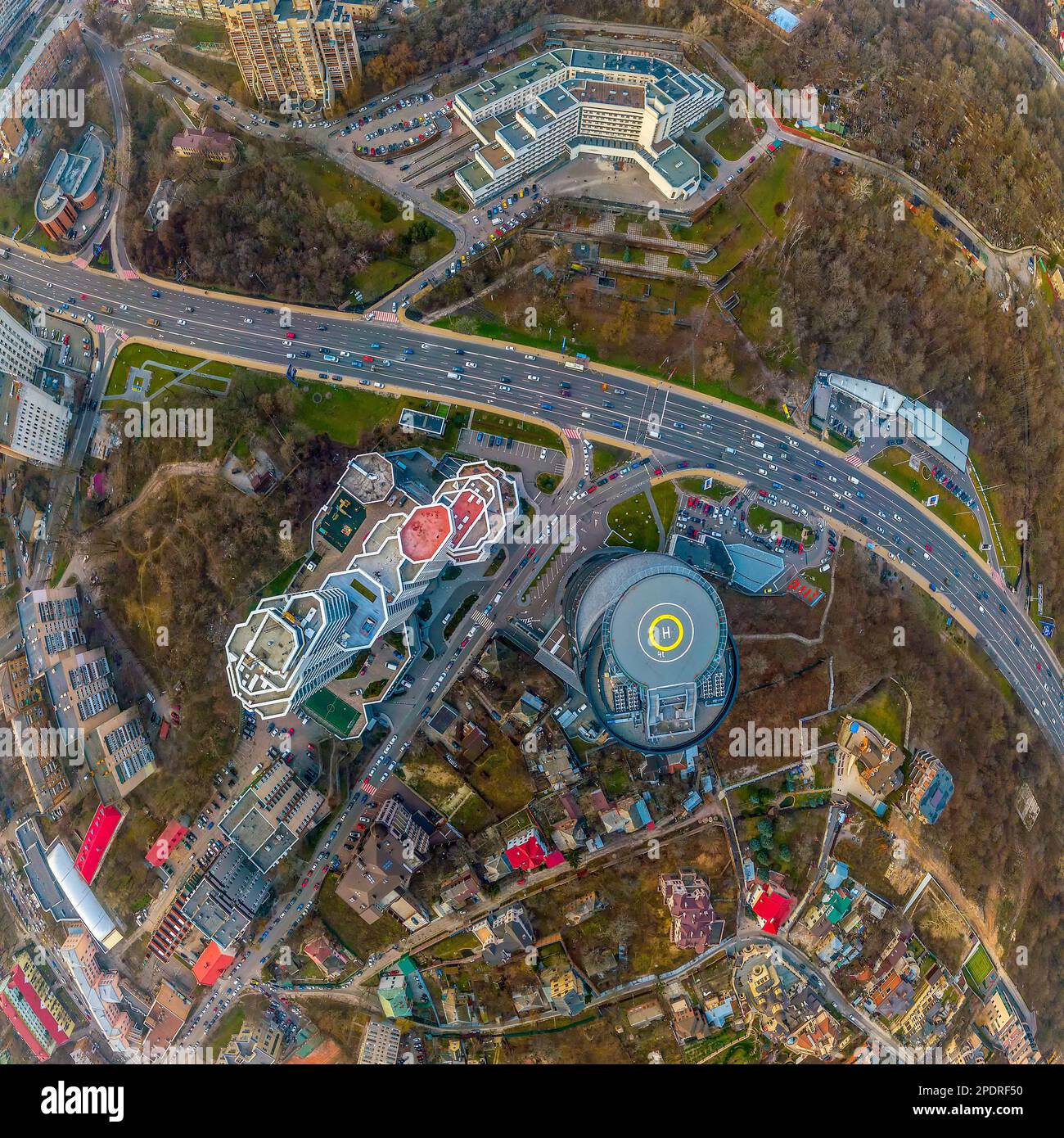 City from the air. Kyiv. Ukraine. Residential quarters. High-rise ...