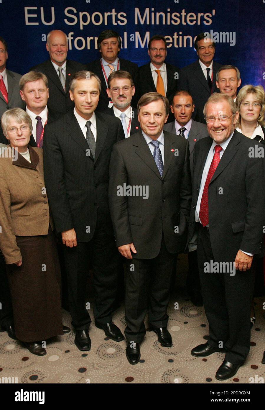 British Sports Minister Richard Caborn, right, greets EU commissioner ...