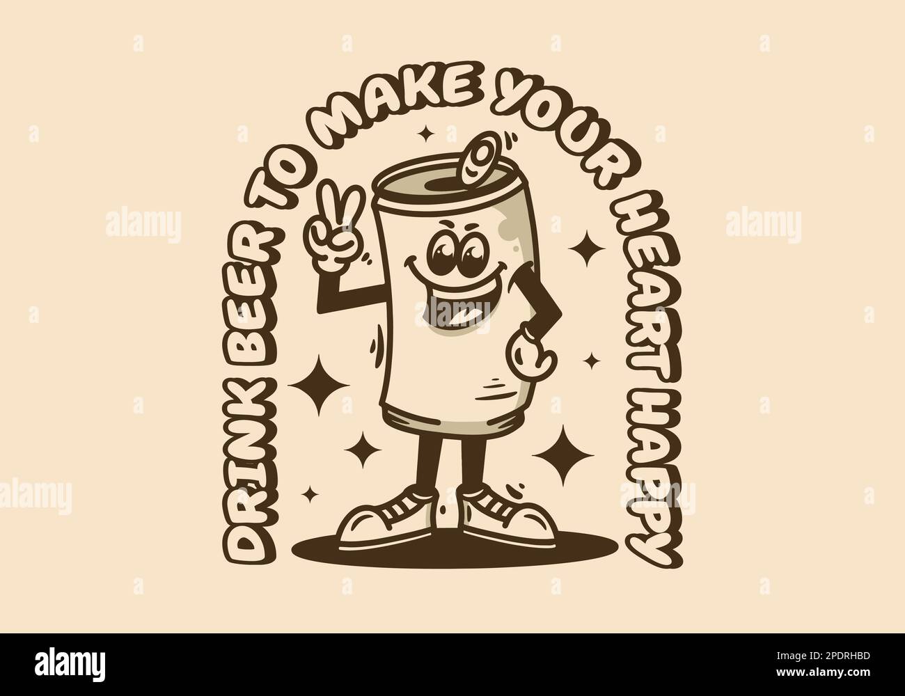 Mascot character design of a standing beer can with hands forming a ...