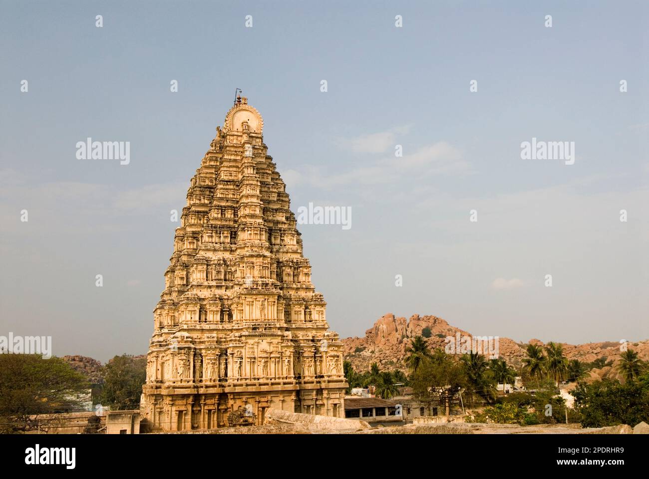 Gopuram of Virupaksha Temple from Hemakuta Hills at Hampi state ...