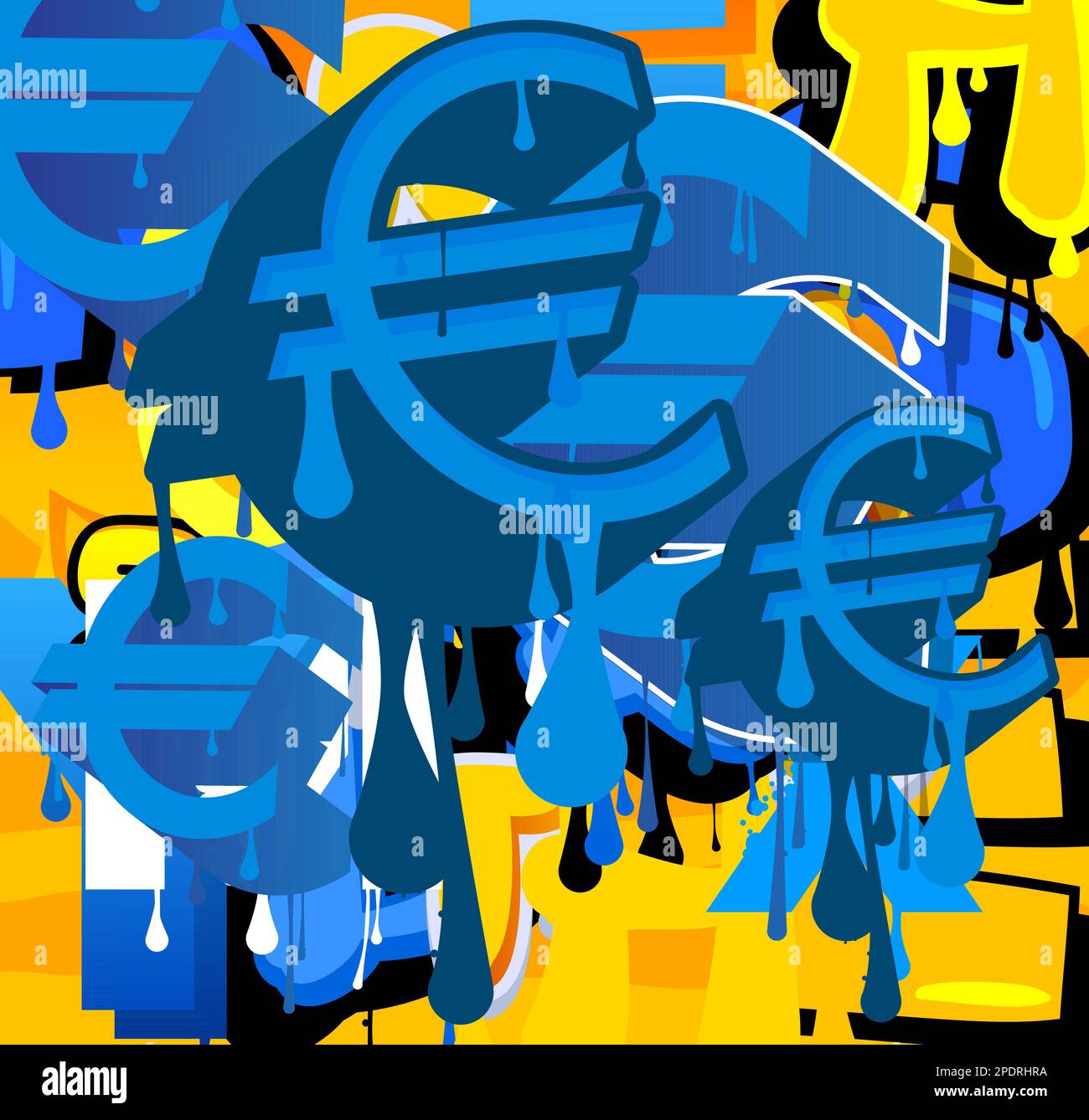 Euro Sign Graffiti. Abstract modern street art of European Union ...