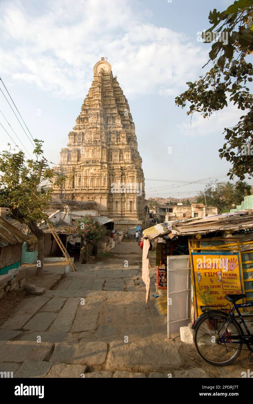 Gopuram of Virupaksha Temple from Hemakuta Hills at Hampi state ...