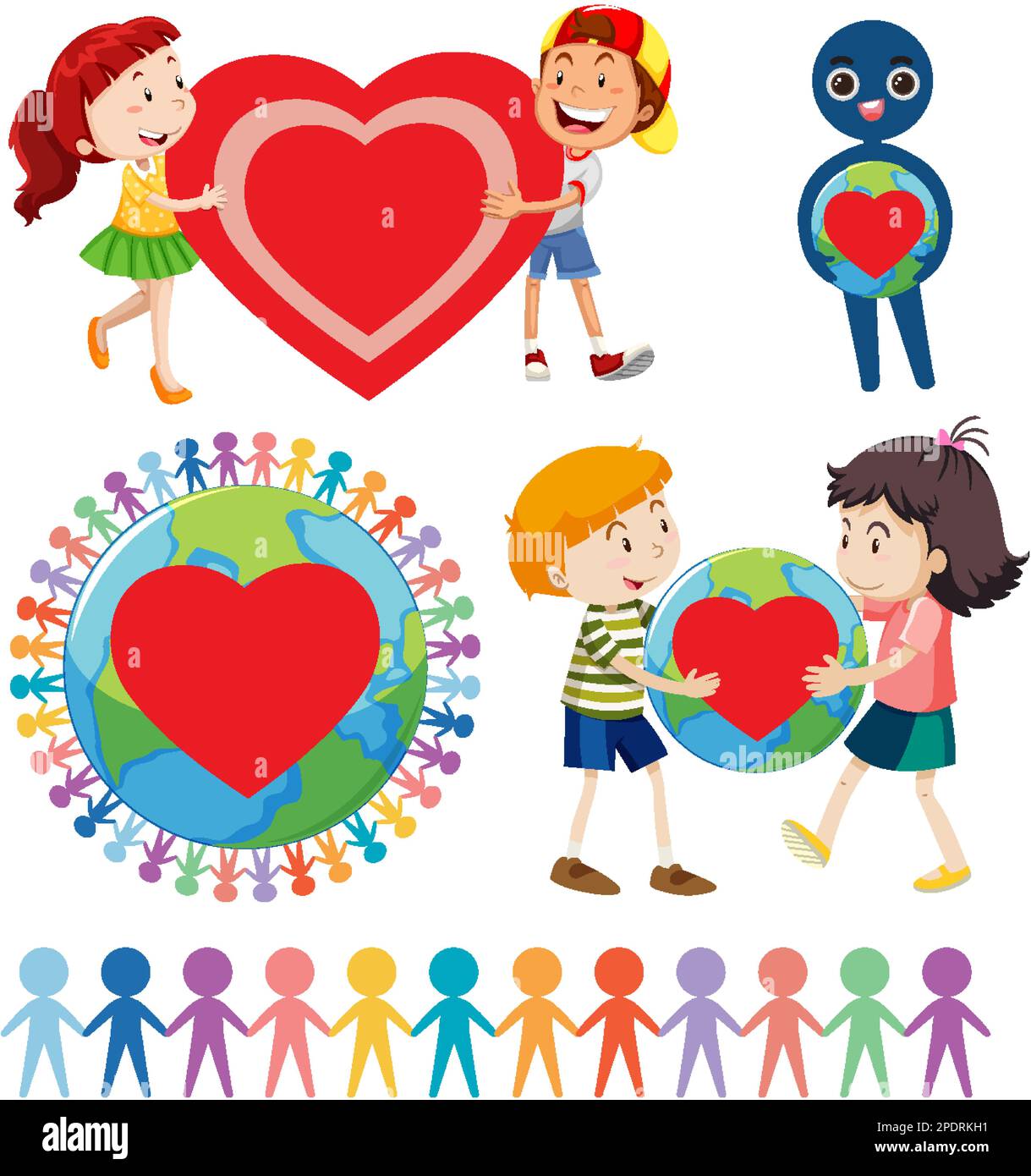 Set of mix heart with earth illustration Stock Vector Image & Art - Alamy