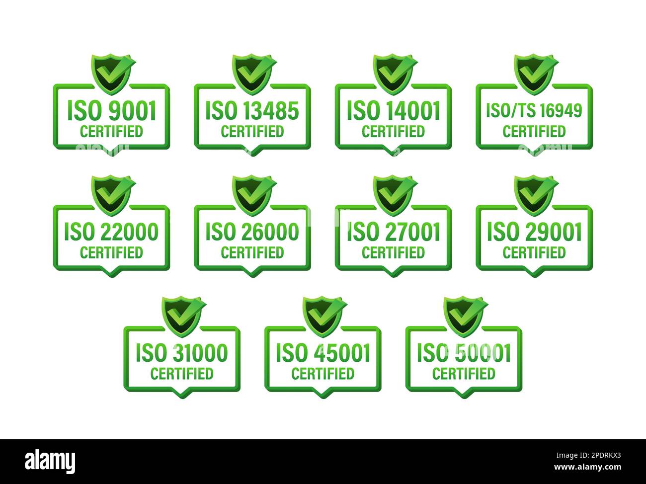 Set of ISO Certification stamp and labels. ISO Certified badge. Information security management ...