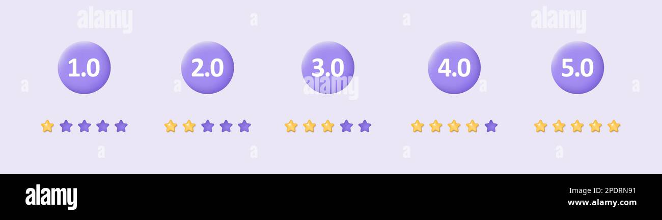 3d customer review. Feedback from clients concept. Set of low and high ...