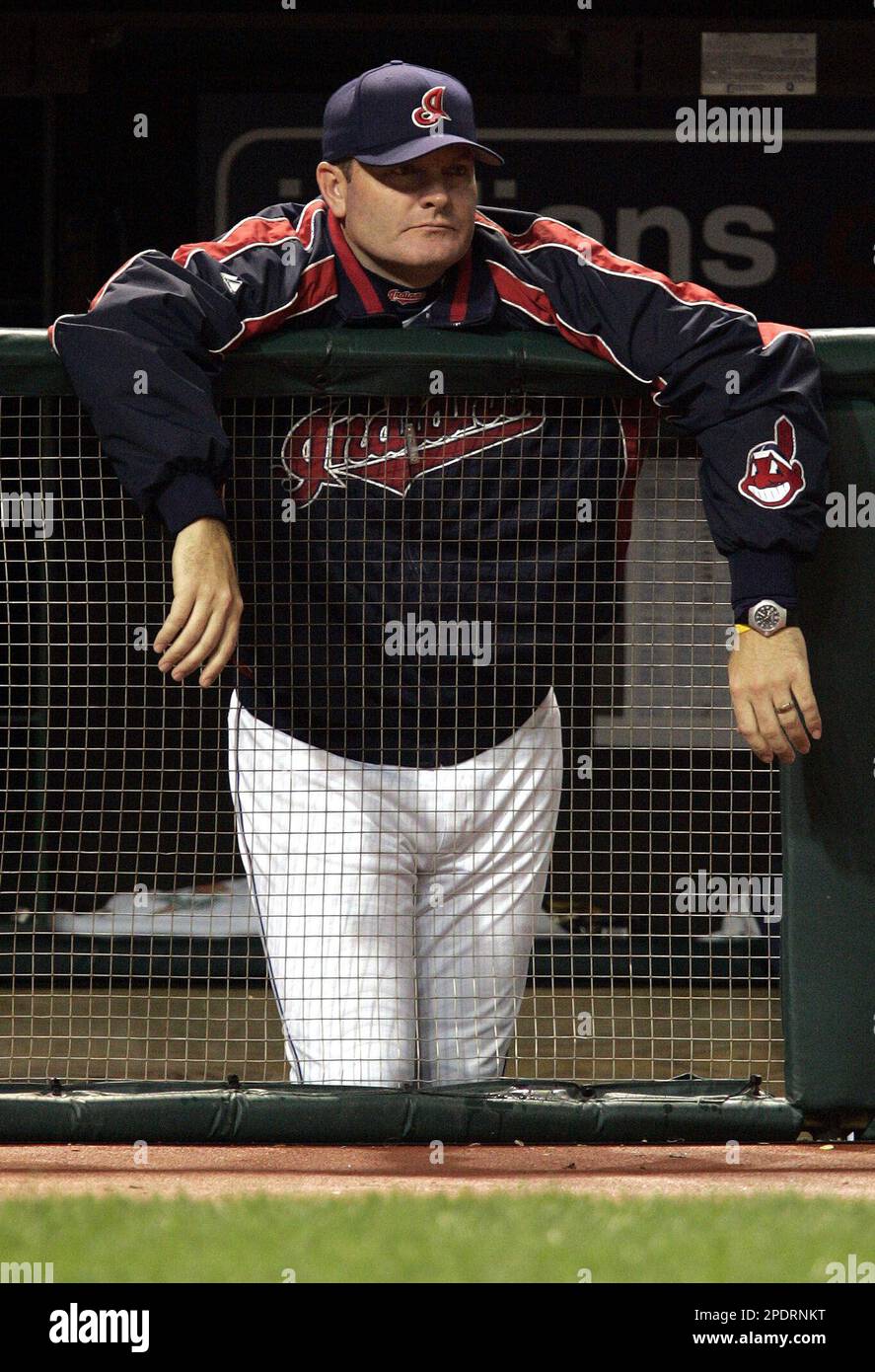 Cleveland Indians manager Eric Wedge watches the Indians play against ...