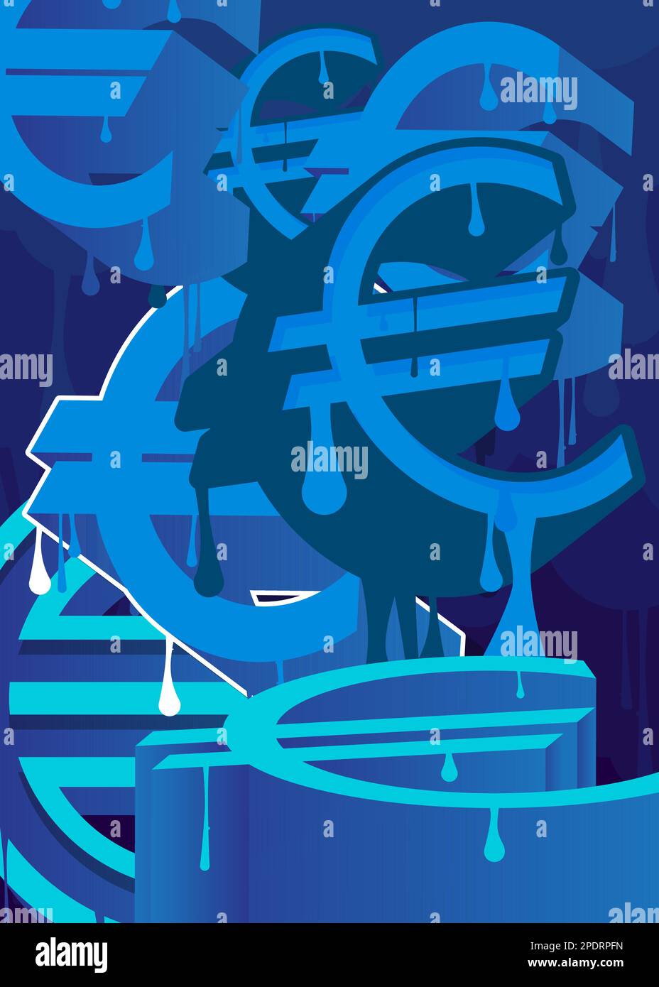 Euro Sign Graffiti. Abstract modern street art of European Union ...