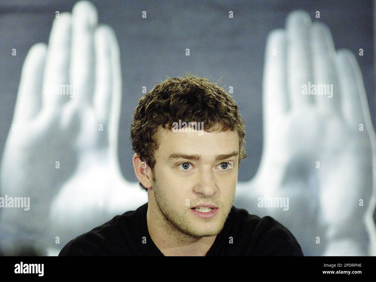 Actor/singer Justin Timberlake speaks during a press conference for the ...
