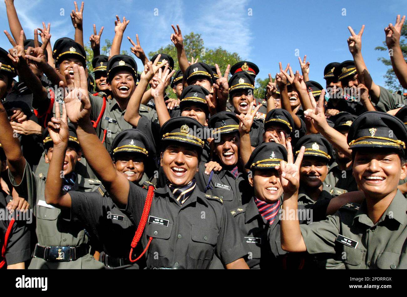 Lady cadets cheer on the occasion of the 80th passing out parade of ...