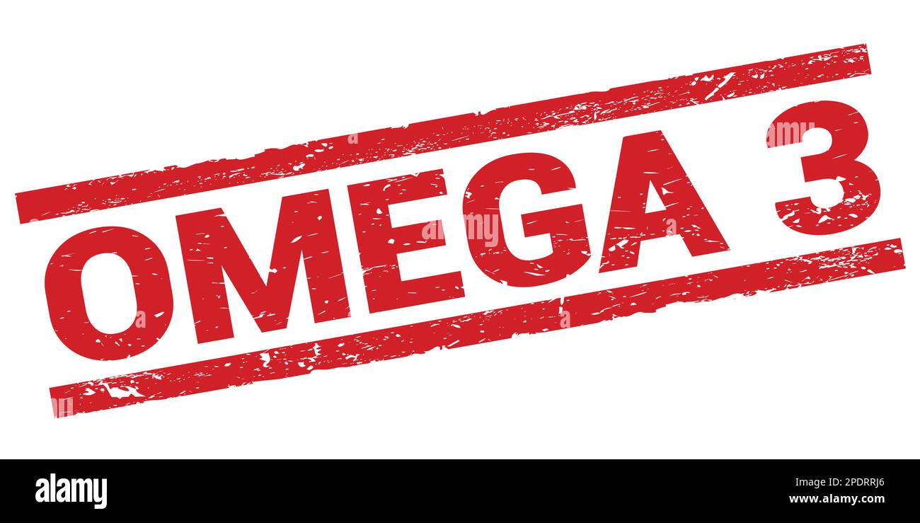 OMEGA 3 text written on red rectangle stamp sign Stock Photo - Alamy