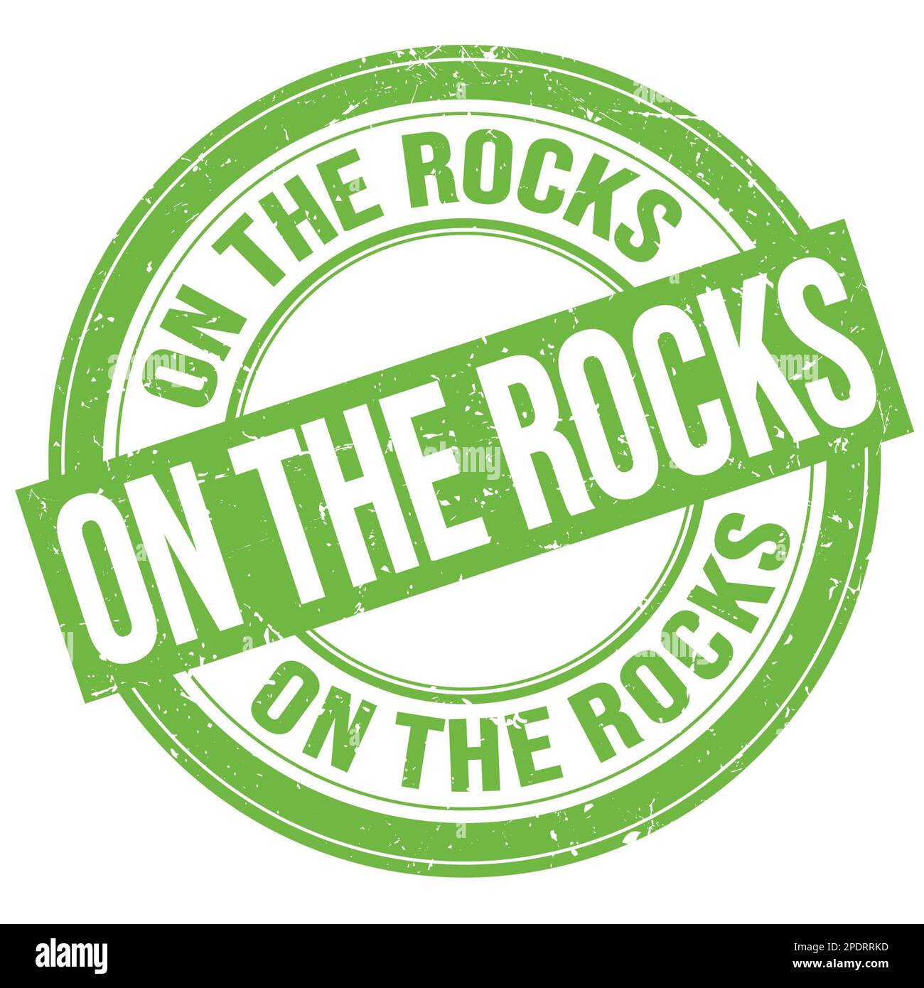 ON THE ROCKS text written on green round grungy stamp sign Stock Photo ...