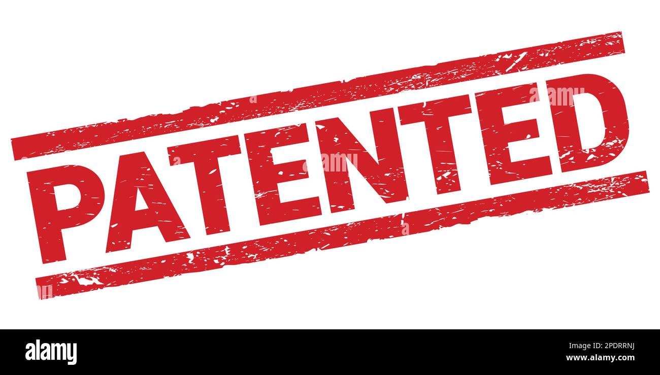 PATENTED text written on red rectangle stamp sign Stock Photo - Alamy