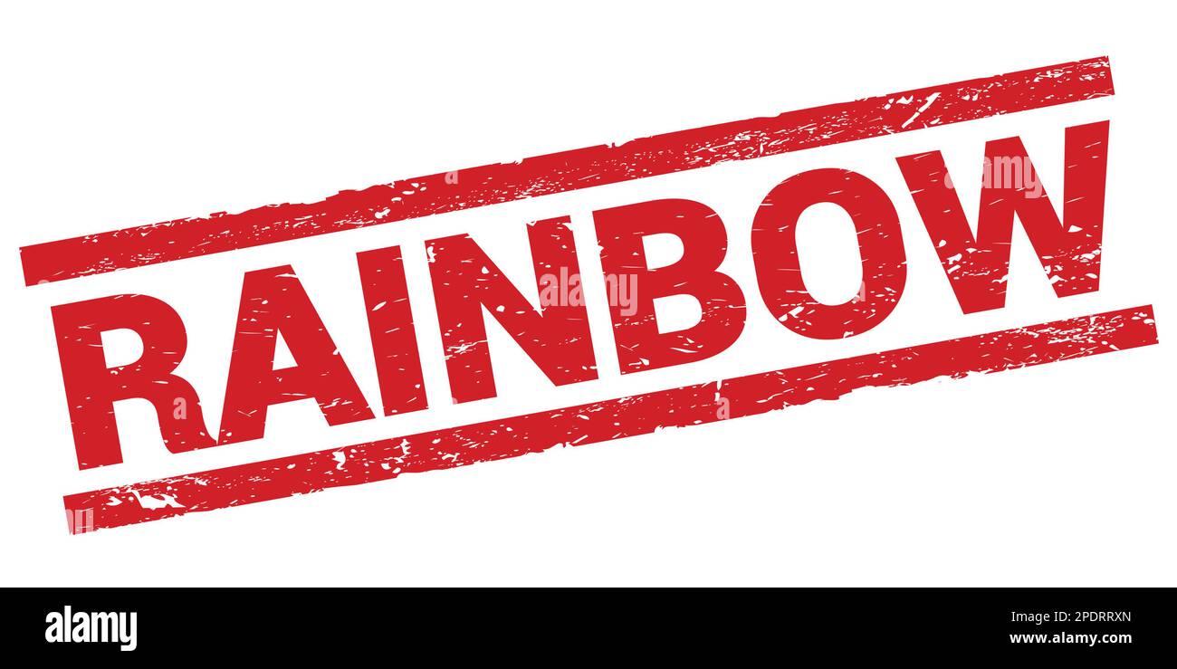 RAINBOW text written on red rectangle stamp sign Stock Photo - Alamy