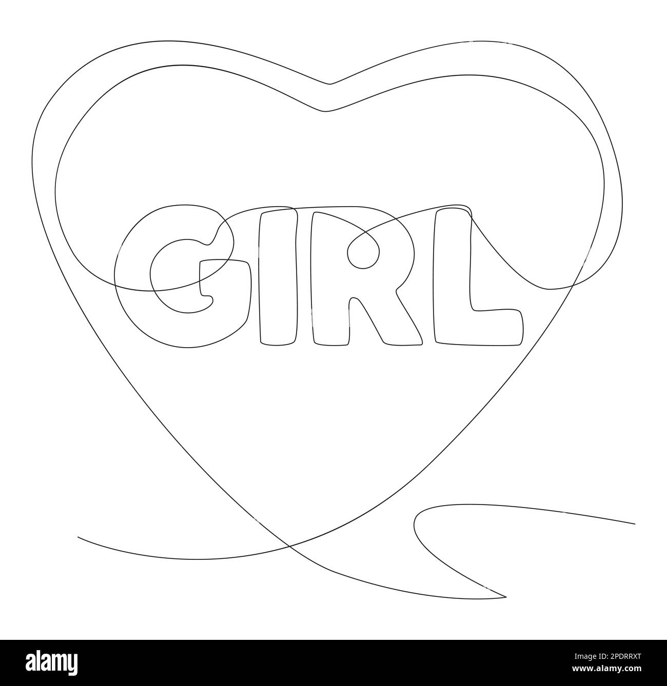 One Continuous Line Of Speech Bubble With Girl Text Thin Line