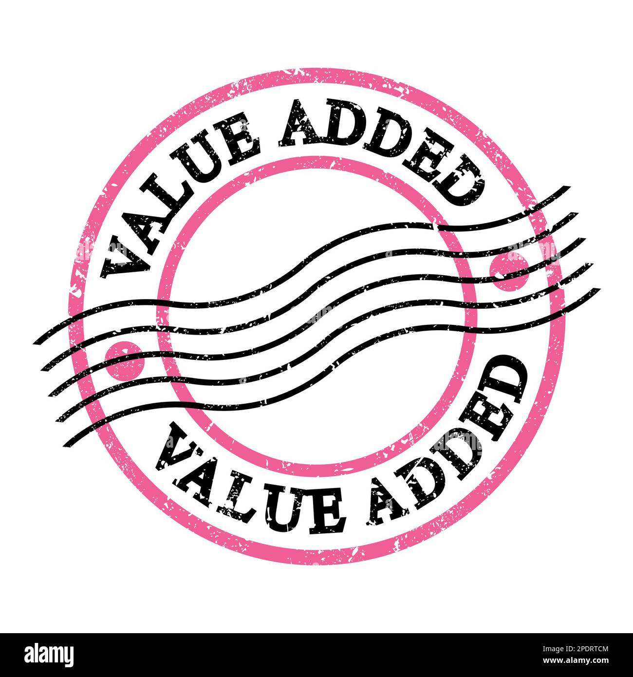 VALUE ADDED, text written on pink-black grungy postal stamp Stock Photo ...