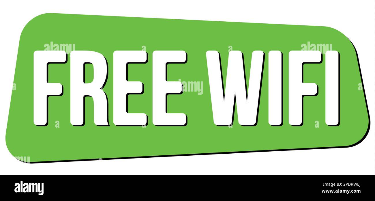 FREE WIFI text written on green trapeze stamp sign Stock Photo - Alamy