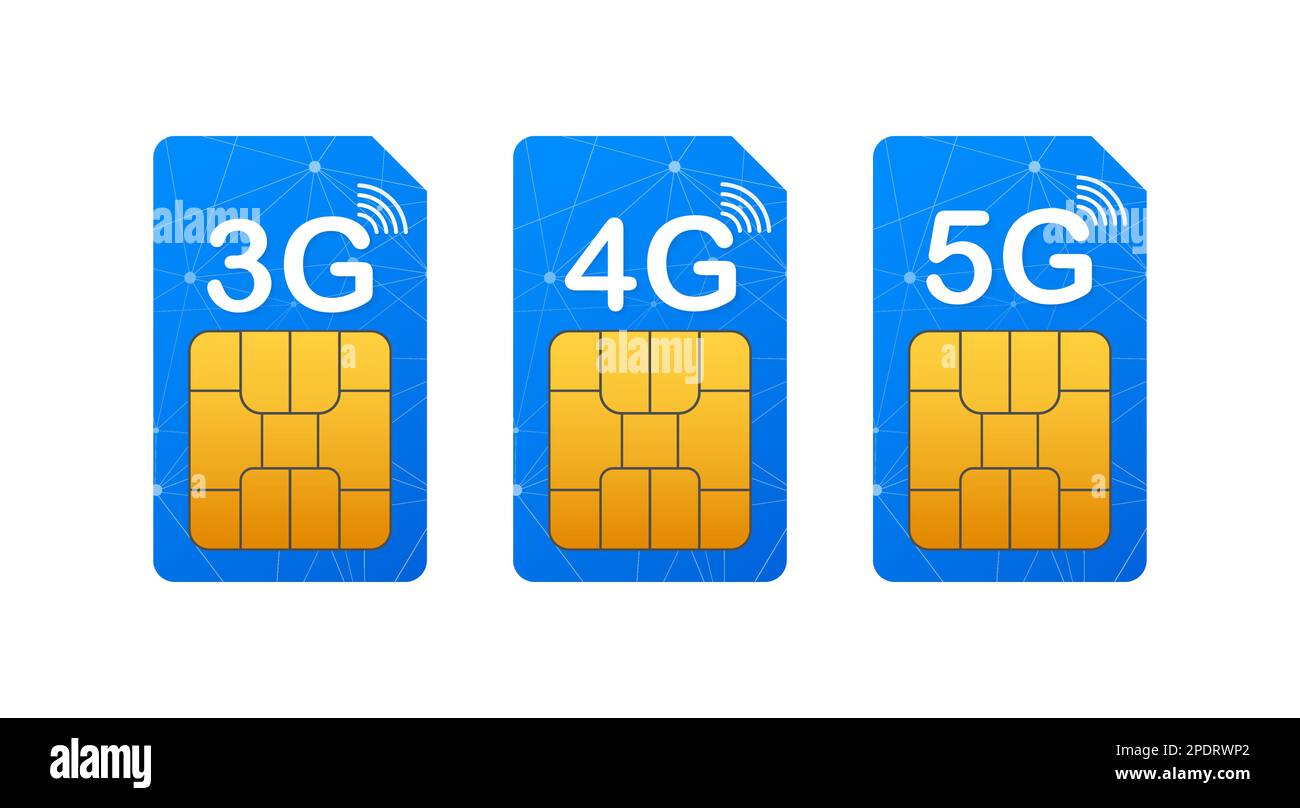 3G 4G 5G Sim Card. Mobile telecommunications technology symbol Stock ...