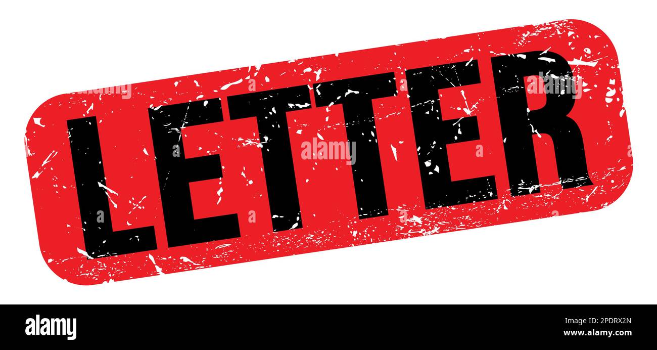 LETTER text written on red-black grungy stamp sign Stock Photo - Alamy